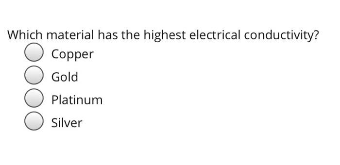 Solved Which material has the highest electrical | Chegg.com