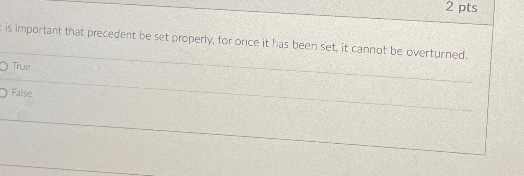Solved 2 ﻿ptsis important that precedent be set properly, | Chegg.com