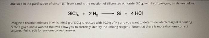 Solved One step in the purification of silicon (Si) from | Chegg.com