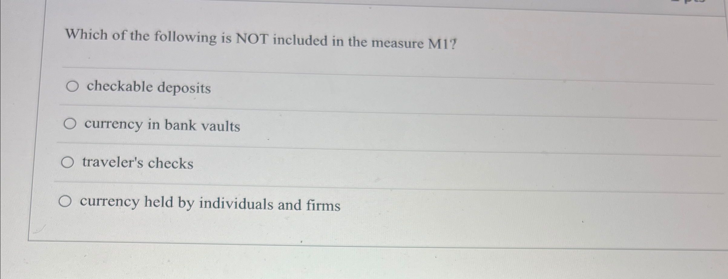 Solved Which of the following is NOT included in the measure | Chegg.com
