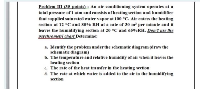 Solved Problem III (35 points) : An air conditioning system | Chegg.com