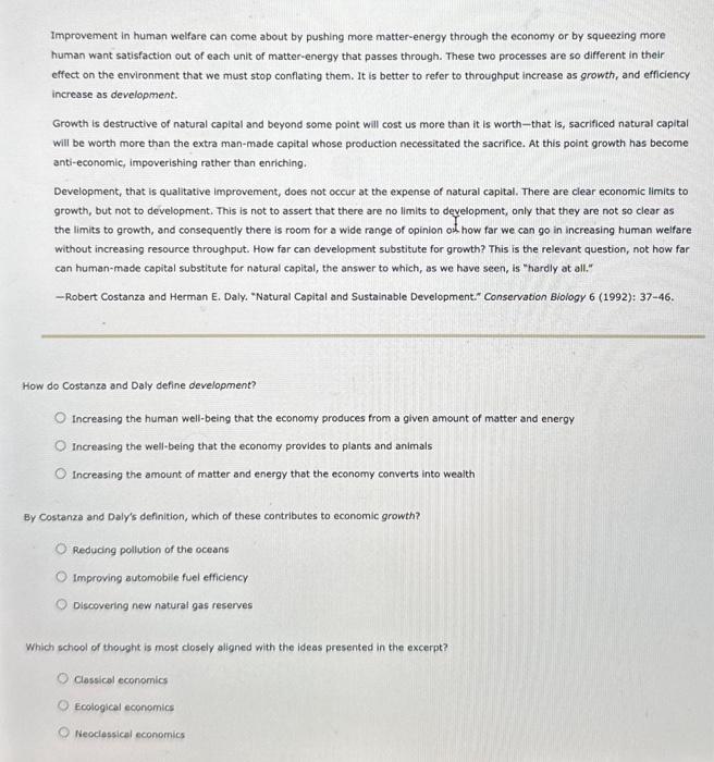 Solved 1. Economic systems and the biosphere Most human | Chegg.com