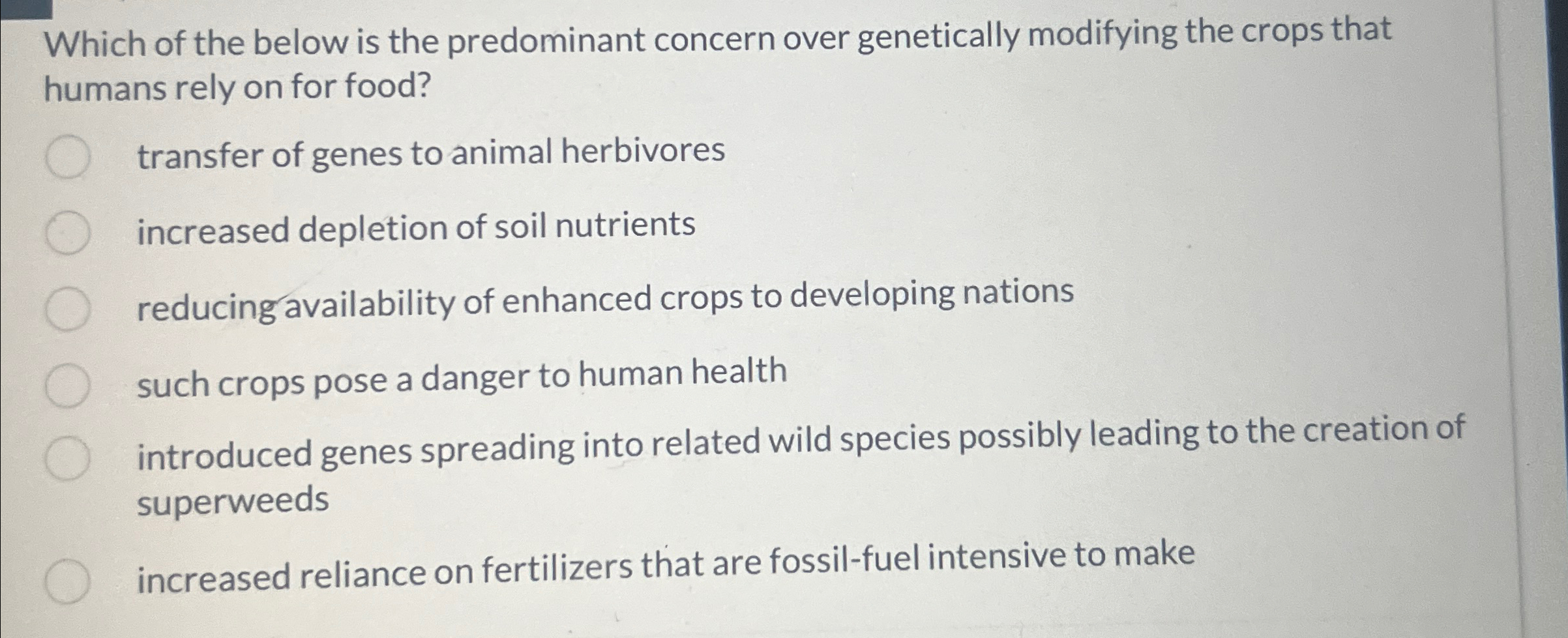 Solved Which of the below is the predominant concern over | Chegg.com