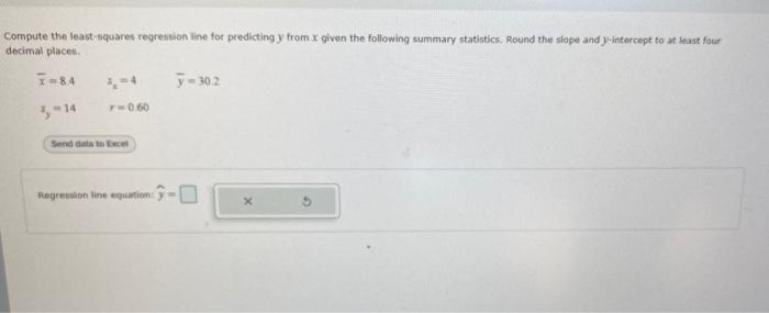 Solved Compute the least squares regression line for | Chegg.com