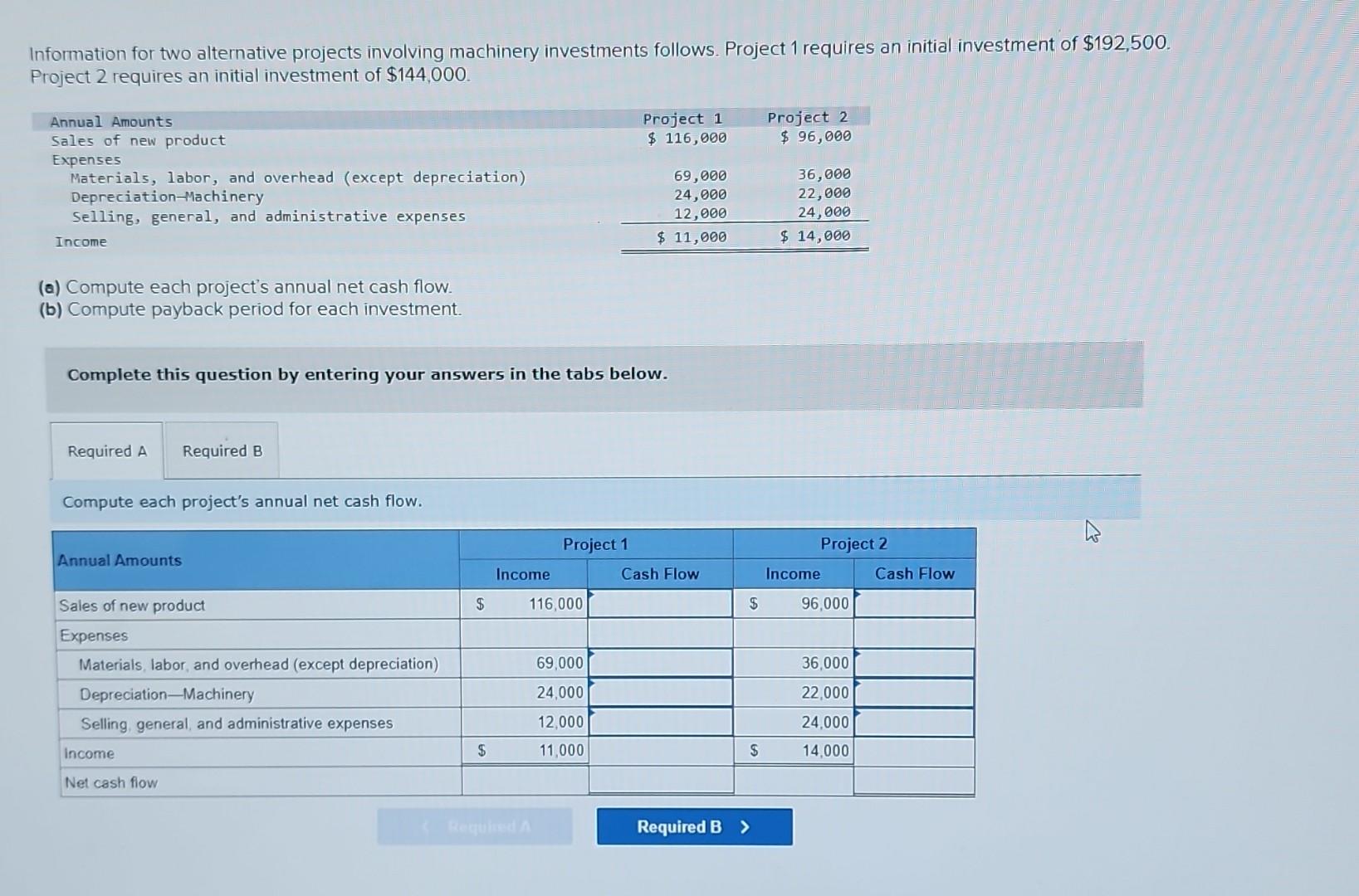 Solved Information for two alternative projects involving | Chegg.com