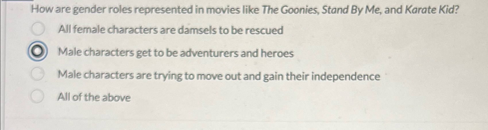 Solved How are gender roles represented in movies like The | Chegg.com