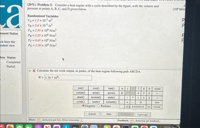 (20\%) Problem 2: Consider a heat engine with a cycle | Chegg.com