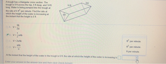 Solved S A trough has a triangular cross section. The trough | Chegg.com