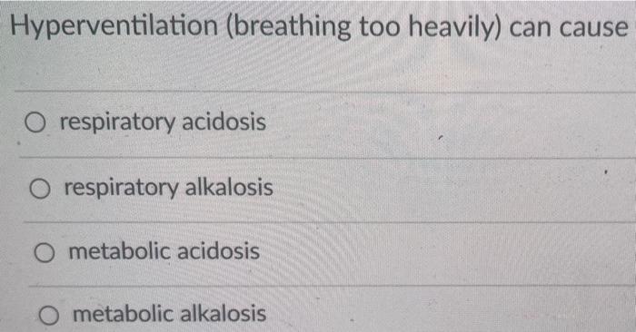 Solved Hyperventilation (breathing too heavily) can cause | Chegg.com