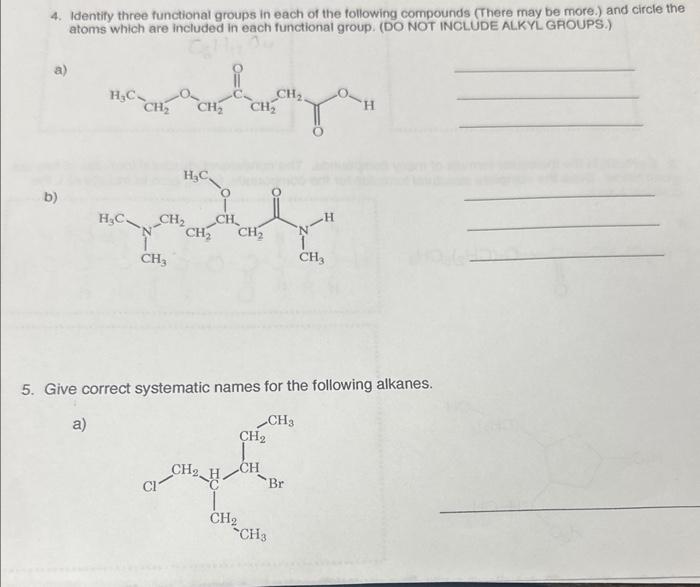 Solved 4. Identify three functional groups in each of the | Chegg.com