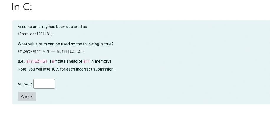 Solved In C:Assume an array has been declared asfloat | Chegg.com