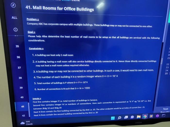 Solved 41. Mail Rooms for Office Buildings Rroblemis Company | Chegg.com