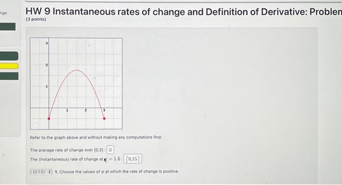Solved nge HW 9 Instantaneous rates of change and Definition | Chegg.com