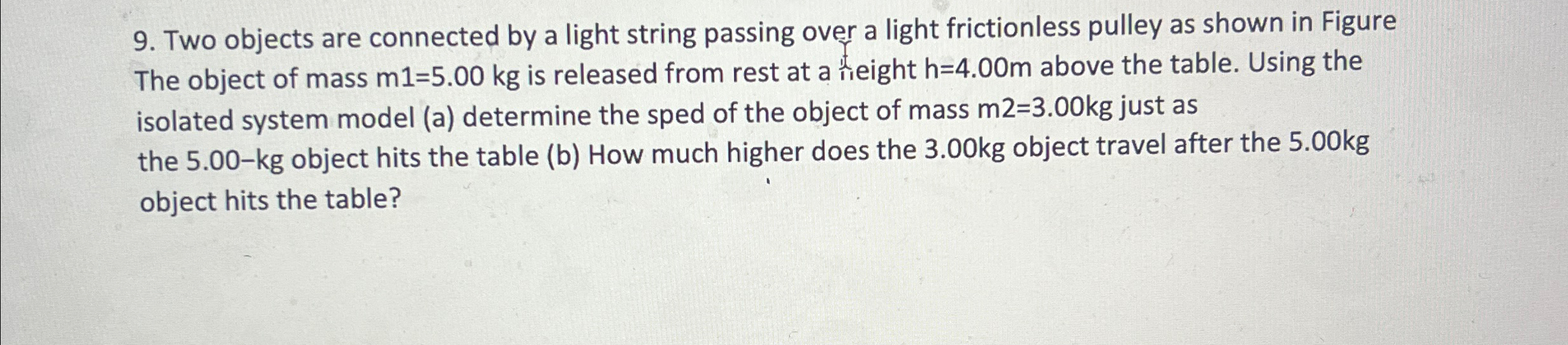 Solved Two Objects Are Connected By A Light String Passing
