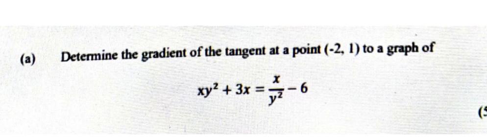 Solved (a) ﻿Determine the gradient of the tangent at a point | Chegg.com