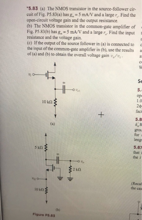 Solved *5.83 (a) The NMOS transistor in the source-follower | Chegg.com