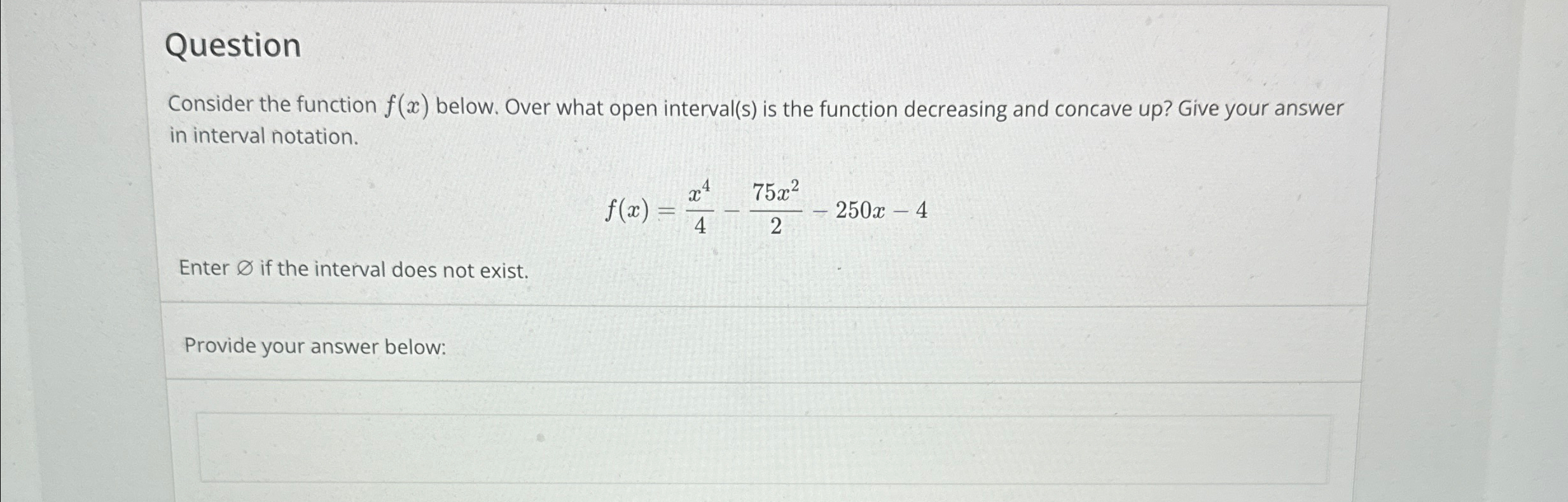 Solved QuestionConsider the function f(x) ﻿below. Over what | Chegg.com