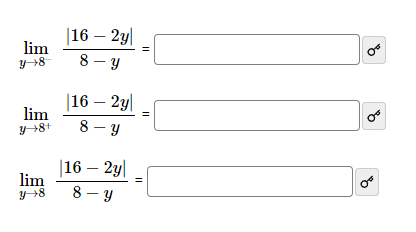 Solved limy→8−8−y∣16−2y∣=limy→8+8−y∣16−2y∣=limy→88−y∣16−2y∣= | Chegg.com