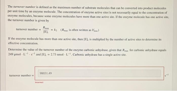 Solved The turnover number is defined as the maximum number | Chegg.com