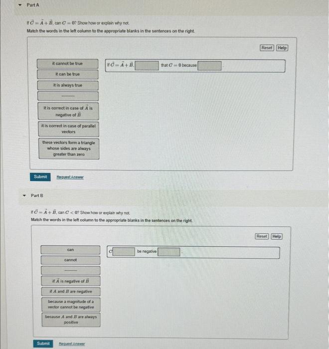Solved If C=A+B, can C=0 ? Show how or explan why not. Match | Chegg.com