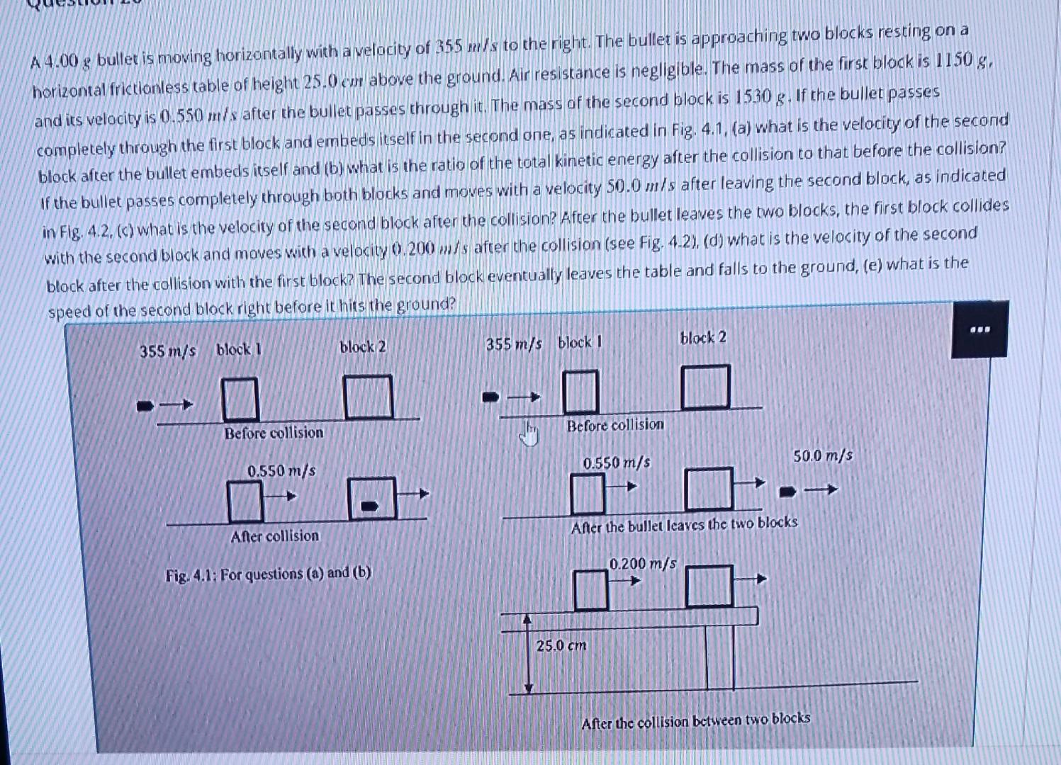 Solved A 4.00 g bullet is moving horizontally with a | Chegg.com