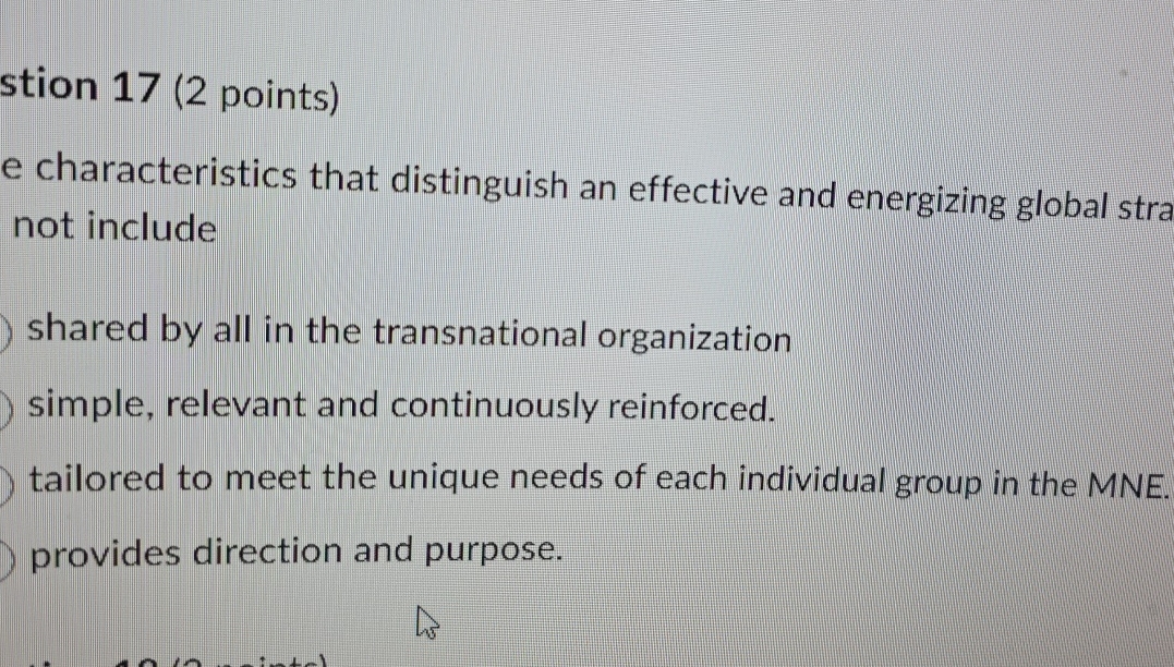 Solved stion 17 (2 ﻿points)e characteristics that | Chegg.com