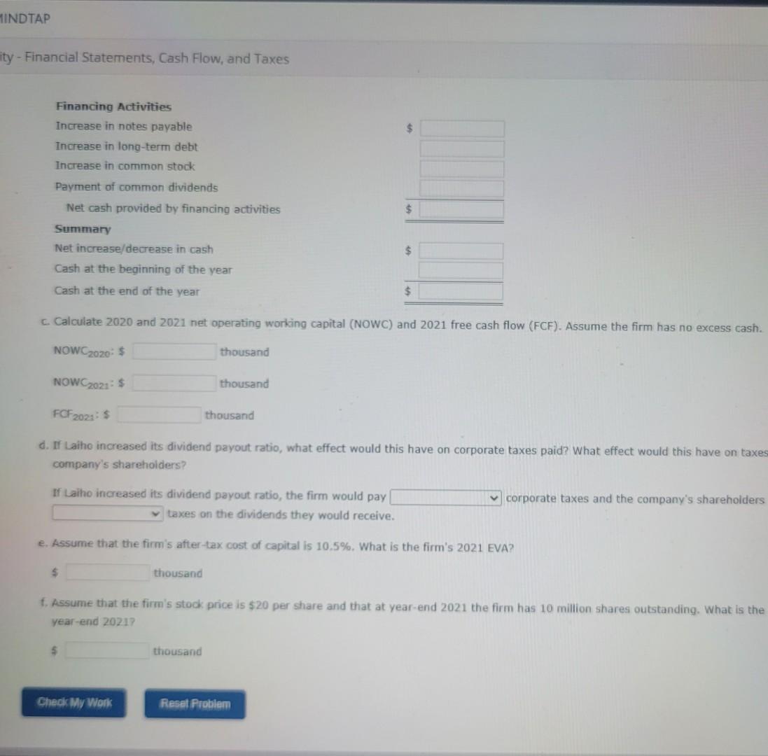 Solved ty - Financial Statements, Cash Flow, and Taxes c. | Chegg.com