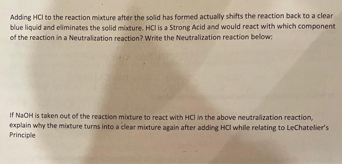 Solved Adding HCl to the reaction mixture after the solid | Chegg.com