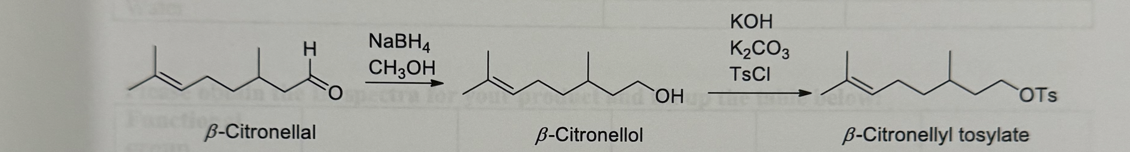 Solved Two step synthesis of beta-citronellyl tosylate from | Chegg.com