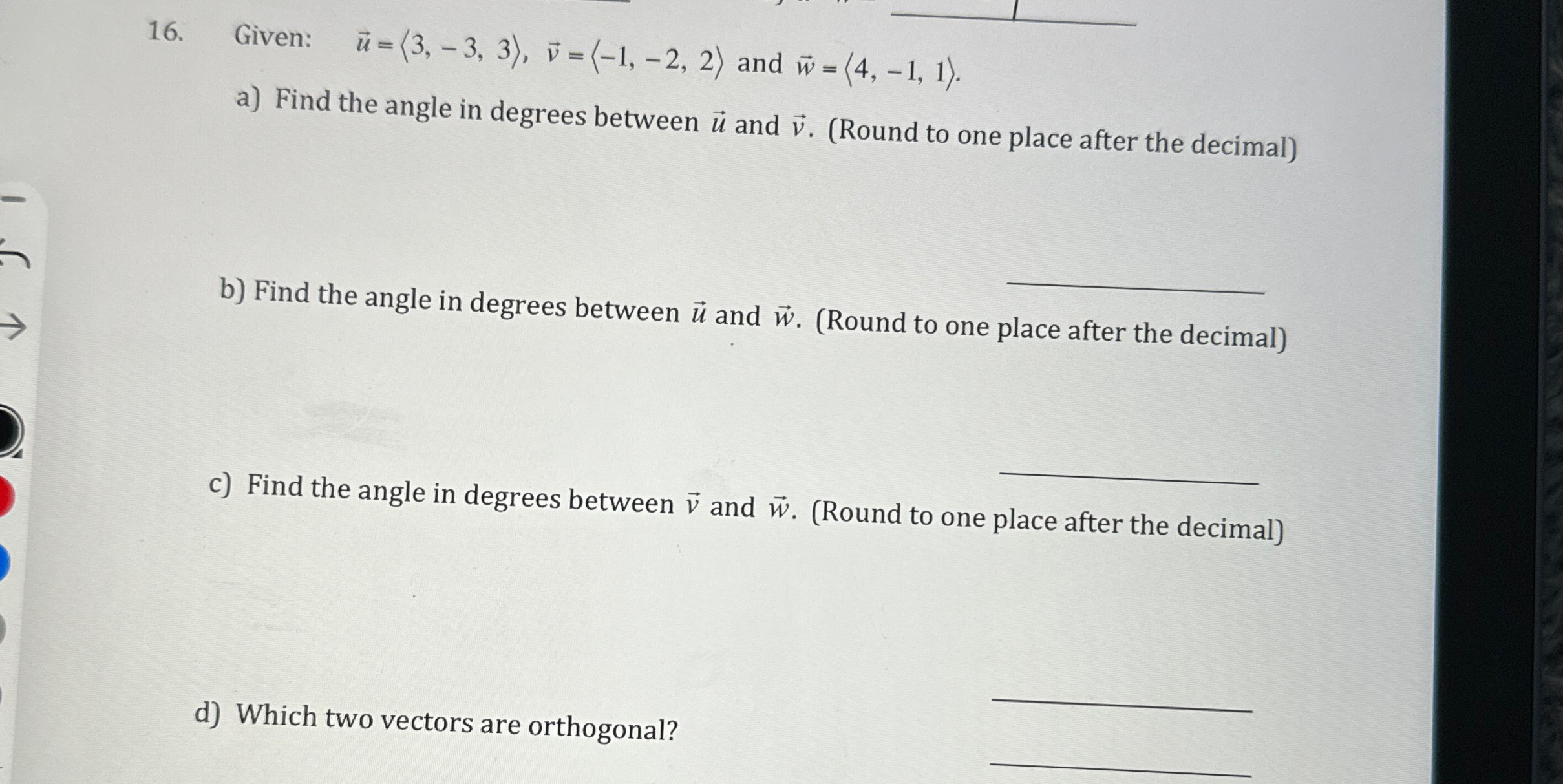 Solved Given: vec(u)=(:3,-3,3:),vec(v)=(:-1,-2,2:) ﻿and | Chegg.com