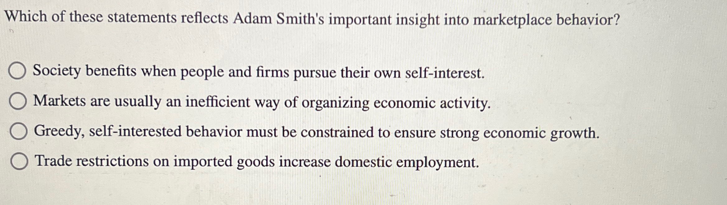 Solved Which of these statements reflects Adam Smith's | Chegg.com