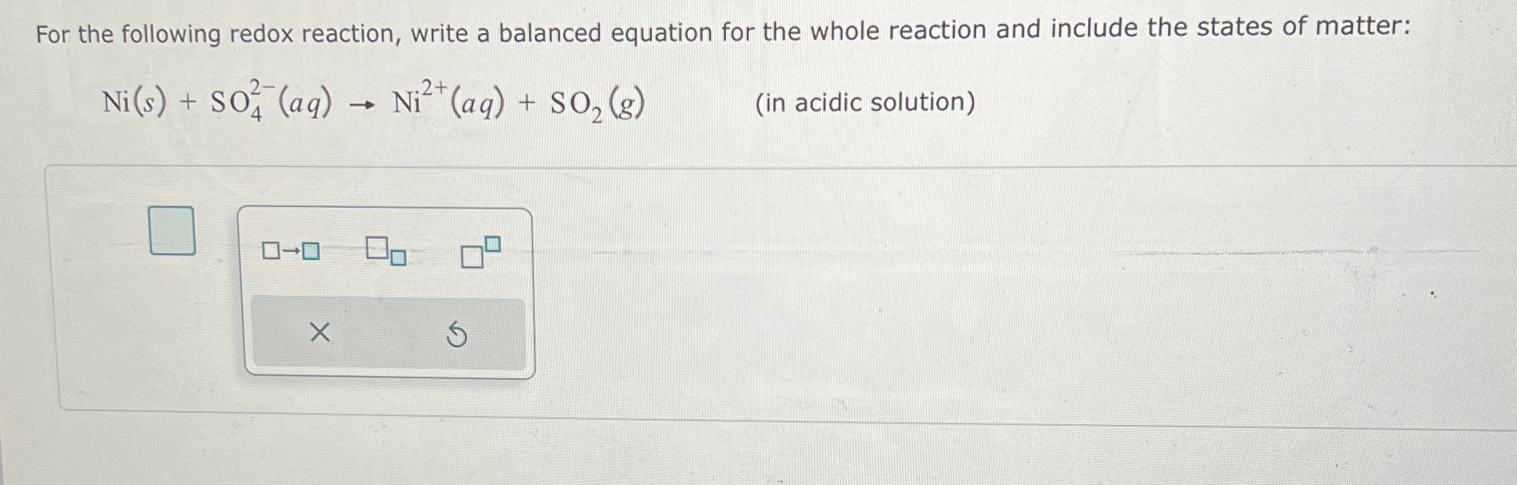 Solved For the following redox reaction, write a balanced | Chegg.com