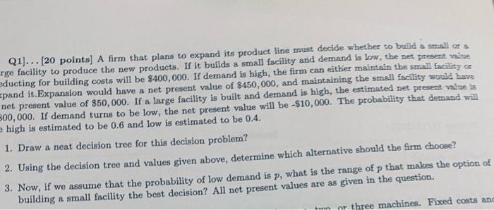 Solved Q1]... [20 points] A firm that plans to expand its | Chegg.com