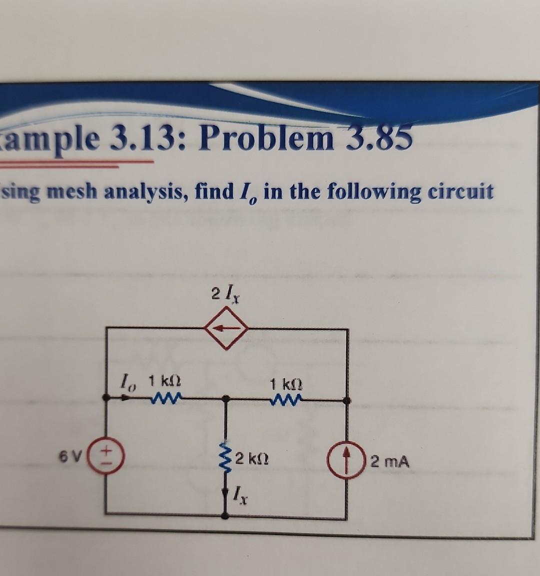 Solved sing mesh analysis, find I0 in the following circuit | Chegg.com