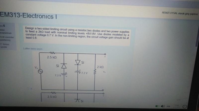 Solved EM313-Electronics REMZI UY SAL akaw Design a | Chegg.com