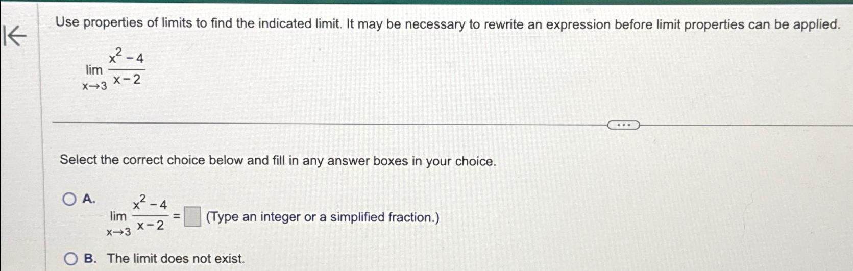 Solved Use properties of limits to find the indicated limit. | Chegg.com