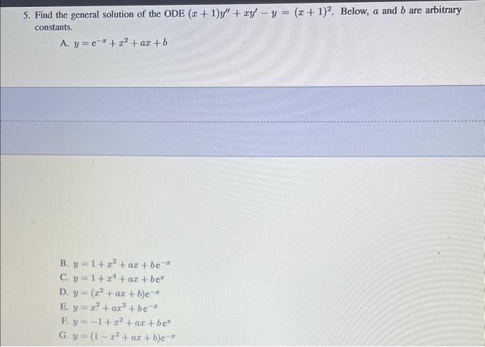 Solved 5. Find the general solution of the ODE | Chegg.com
