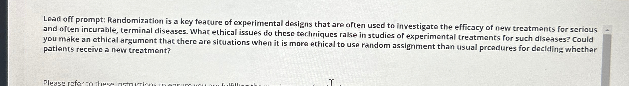 Solved Lead off prompt: Randomization is a key feature of | Chegg.com