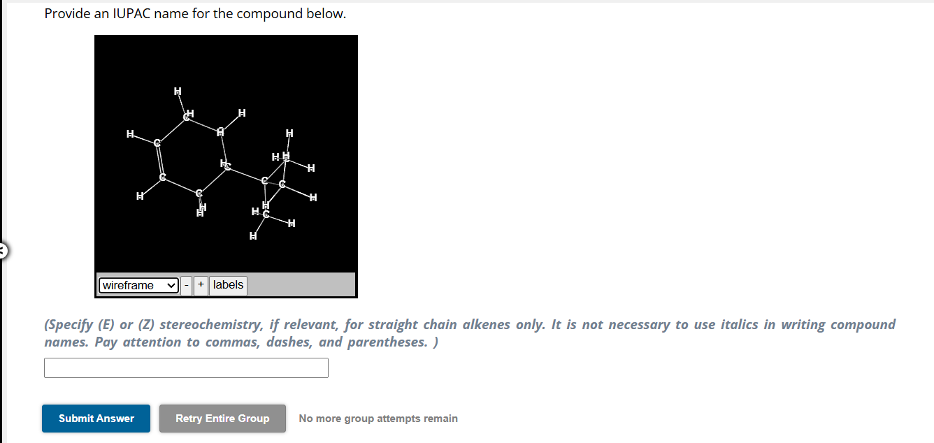 Solved Provide an IUPAC name for the compound below. | Chegg.com