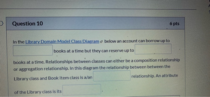 Solved Question 10 6 pts In the Library Domain Model Class | Chegg.com
