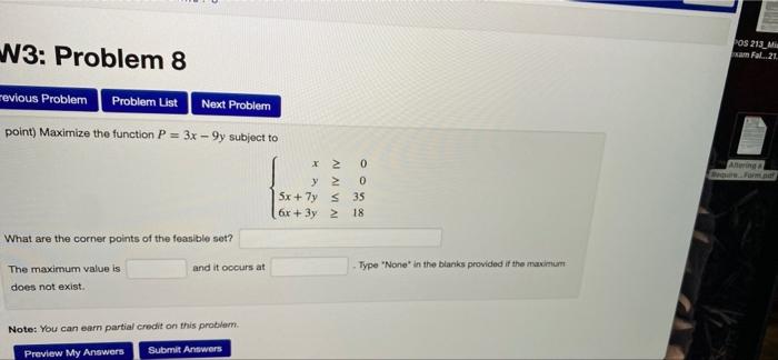 Solved W3: Problem 8 POS 213_M am Fall revious Problem | Chegg.com