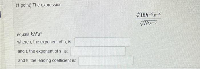 Solved (1 point) Simplify the following expression, and | Chegg.com