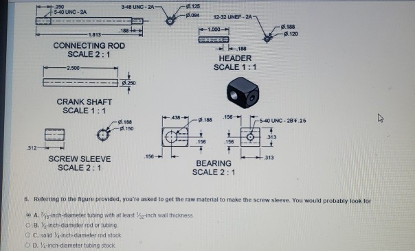 Solved 3448 UNC-2A -5-40 UNC-2A -0.094 12-32 UNEF-2A 8.188 | Chegg.com