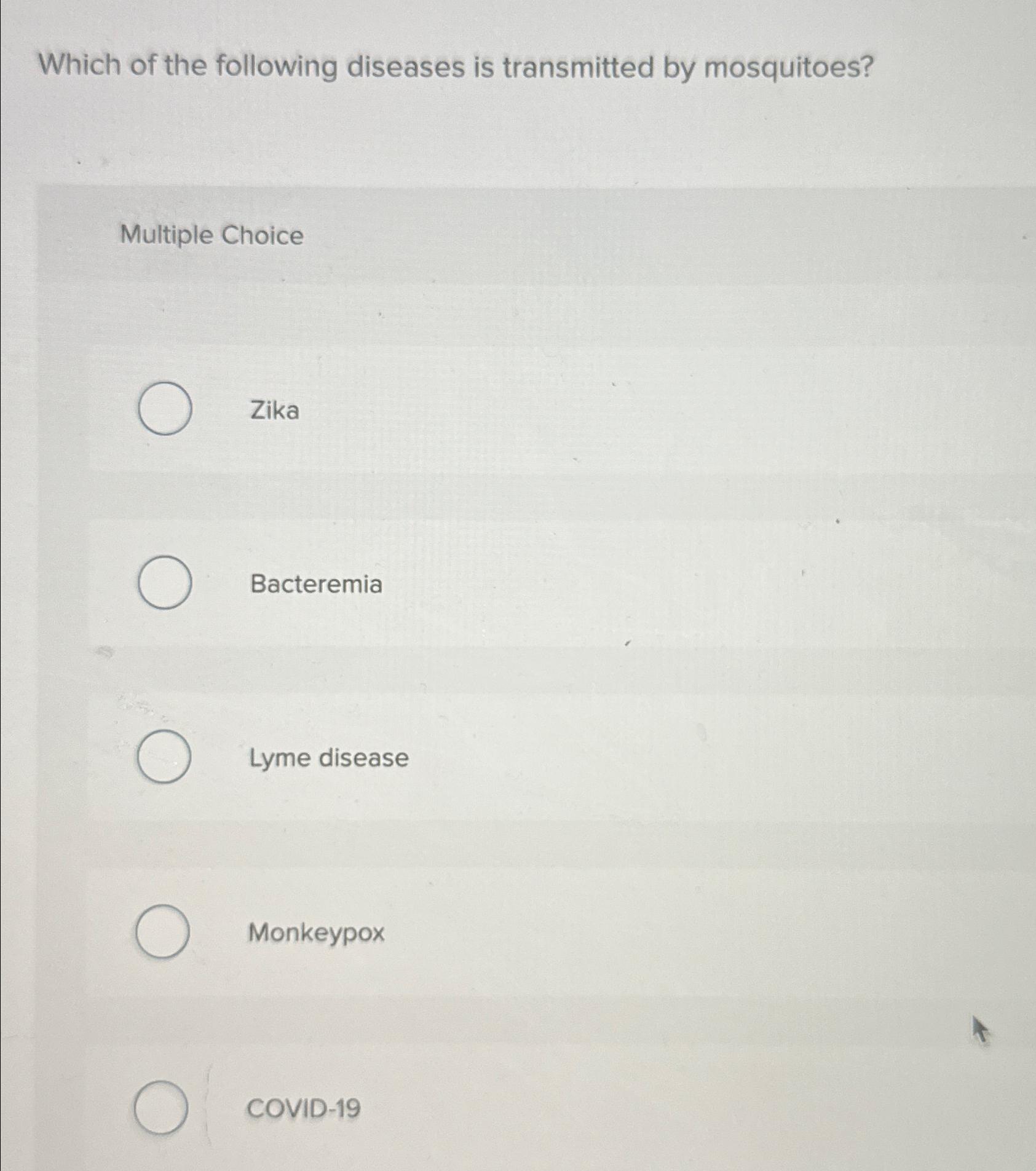 Solved Which of the following diseases is transmitted by | Chegg.com