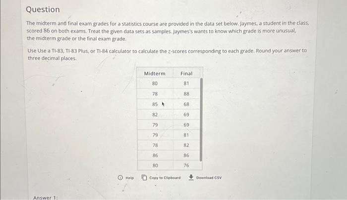 Solved The midterm and final exam grades for a statistics | Chegg.com