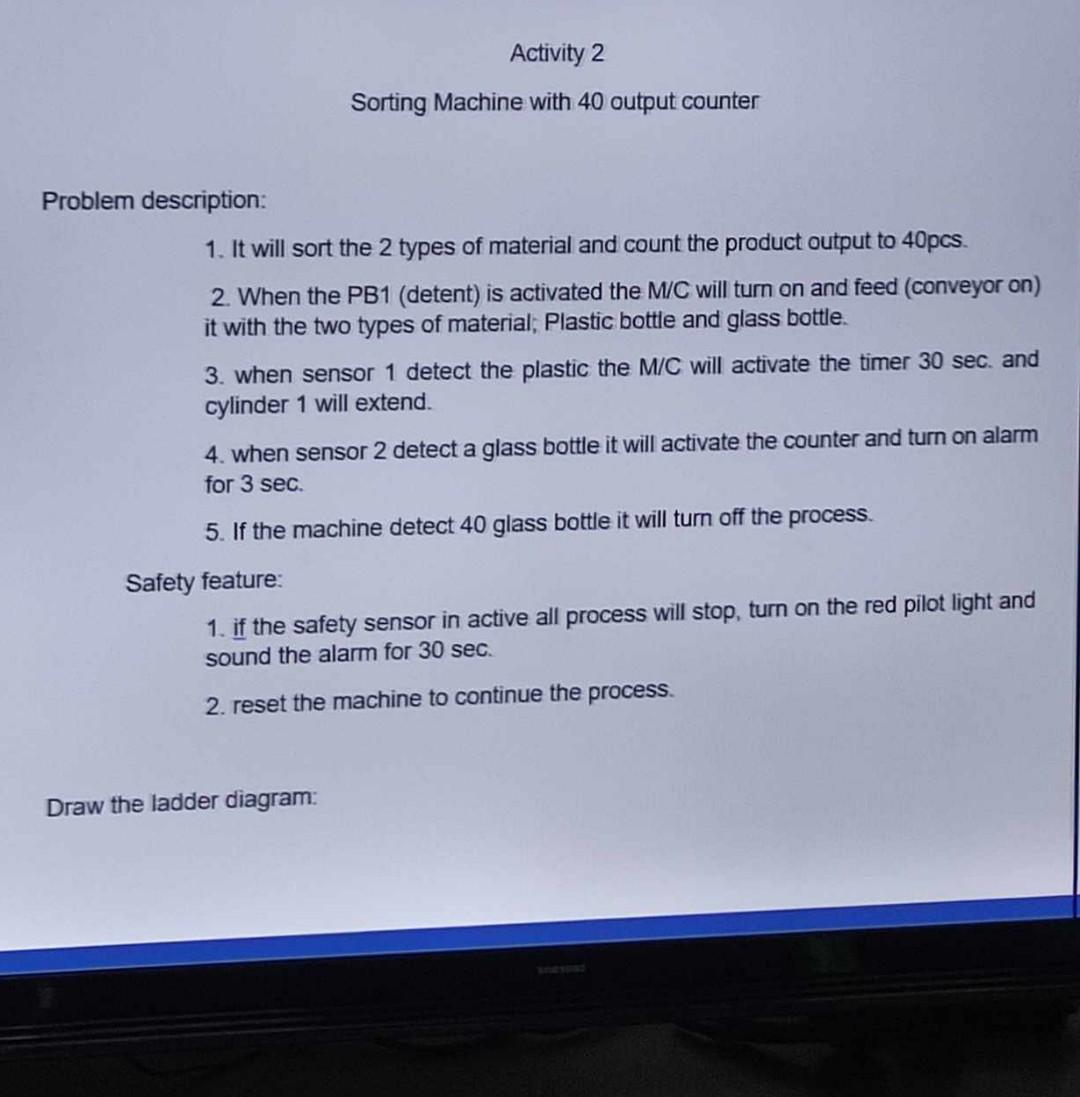 Solved Sorting Machine with 40 output counter Problem | Chegg.com
