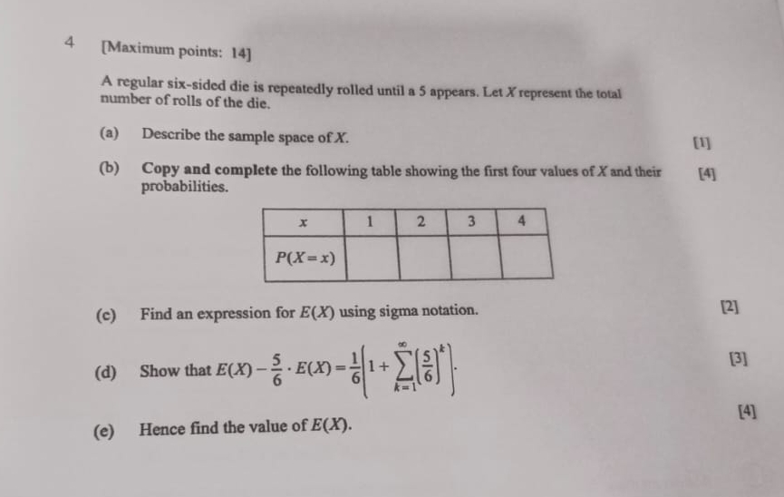 Solved 4 [Maximum points: 14]A regular six-sided die is | Chegg.com
