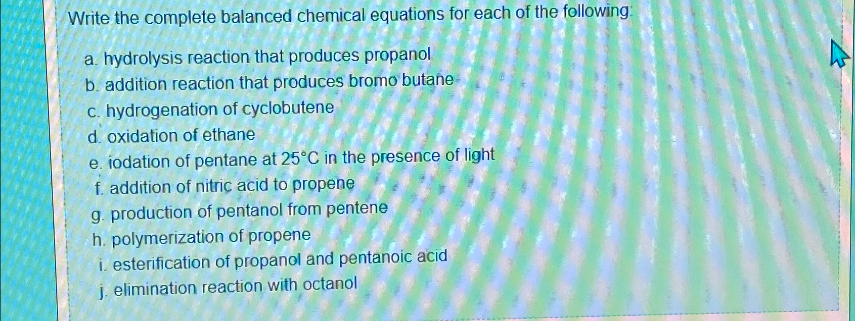 Solved Write The Complete Balanced Chemical Equations For