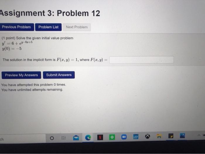 Solved Assignment 3 Problem 12 Previous Problem Problem 3602
