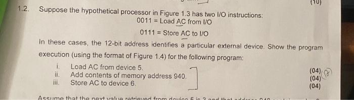 Solved 2. Suppose the hypothetical processor in Figure 1.3 | Chegg.com